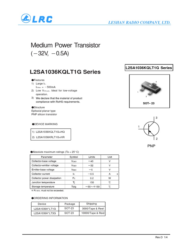 Medium Power Transistor: L KQLT1G Series | Descargar gratis PDF | Bipolar Junction Transistor ...