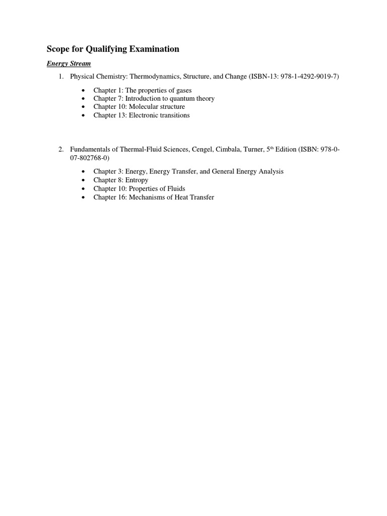 Qualifying Exam Scope: Energy & Environment | PDF | Teaching Methods ...