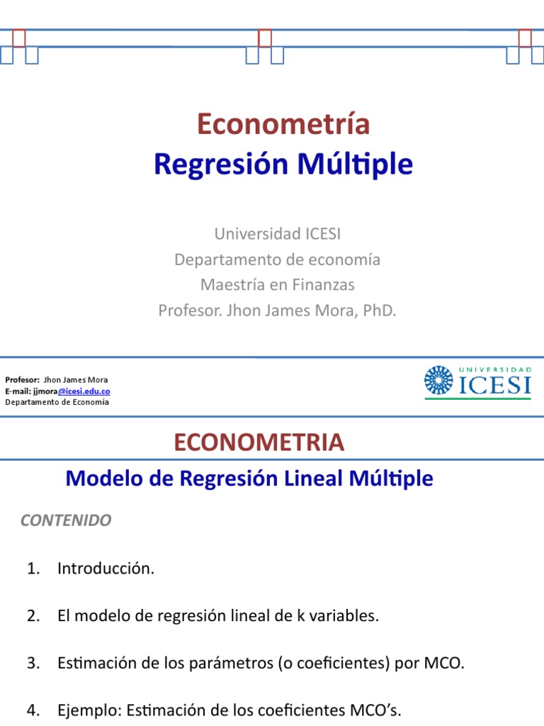 Regresion Multiple | PDF | Mínimos cuadrados ordinarios | Econometría