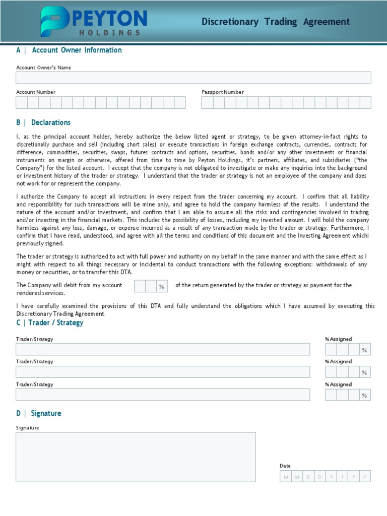 Discretionary Trading Agreement POA | PDF | Financial Transaction ...