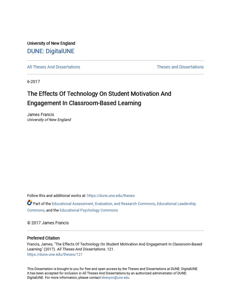 The Effects of Technology On Student Motivation and Engagement in | PDF ...