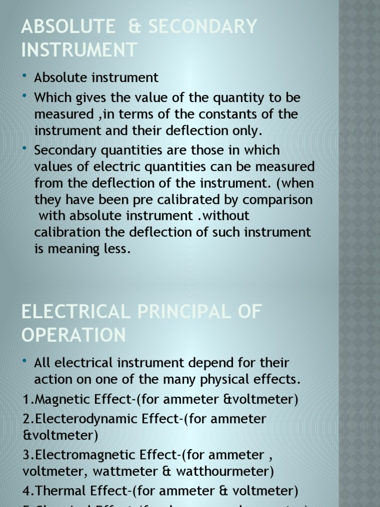 Absolute & Secondary Instrument | PDF | Voltage | Force