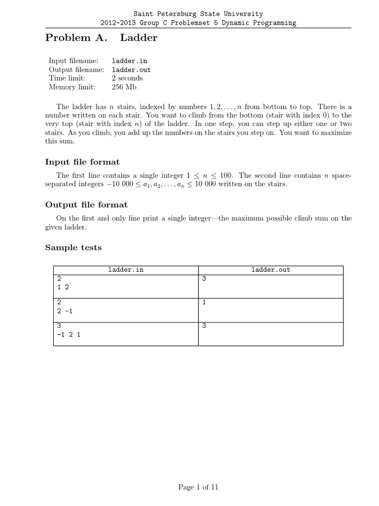 Problem A. Ladder: Input File Format | PDF | Mathematics | Mathematical ...