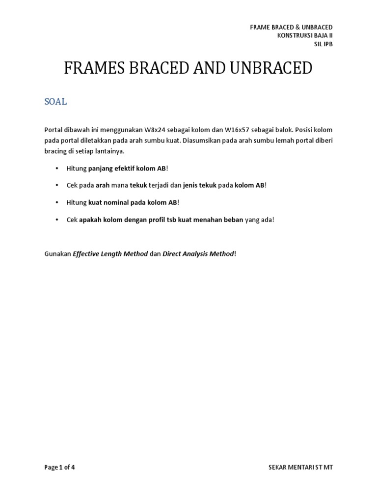 Latihan Soal Frame Braced Unbraced | PDF