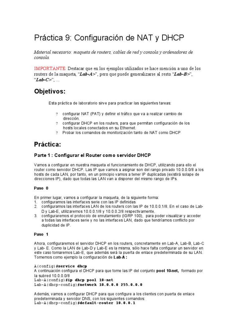 Practica Nat | PDF | Dirección IP | Enrutador (Computación)