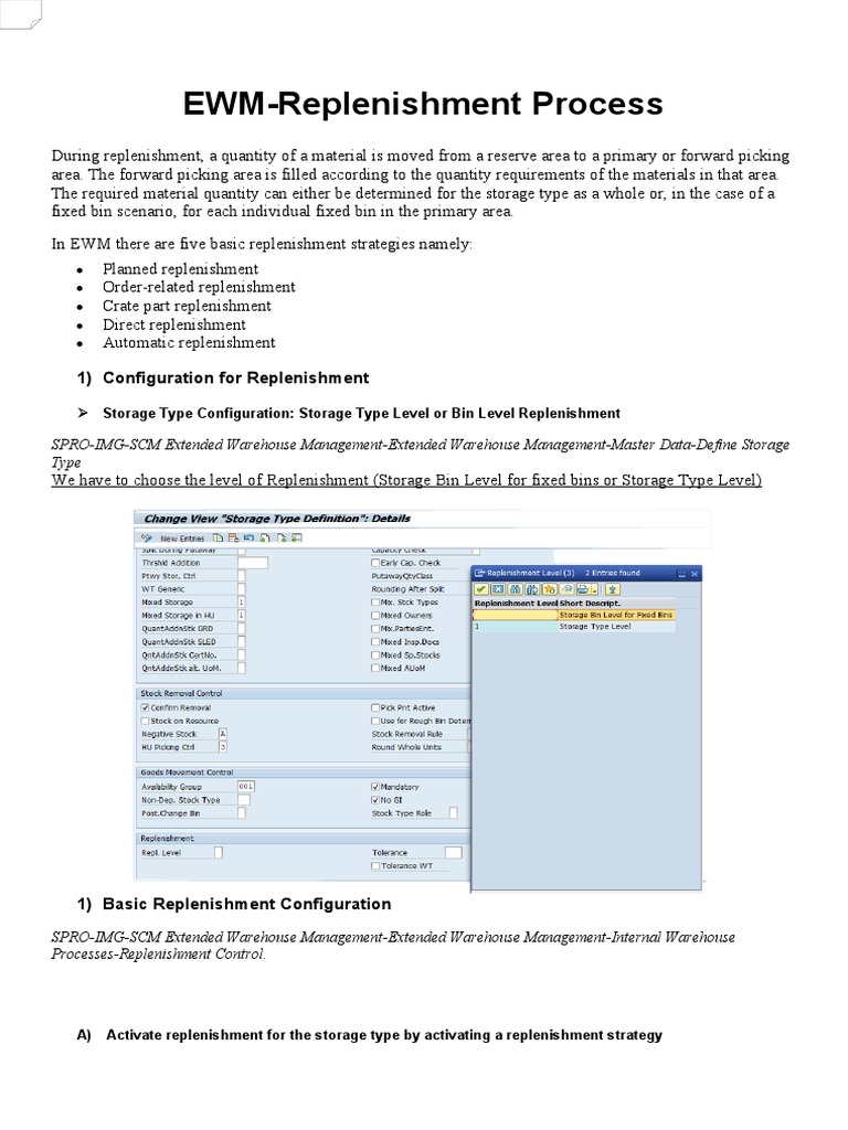 EWM Replenishment Strategies Overview | PDF | Warehouse | Computing