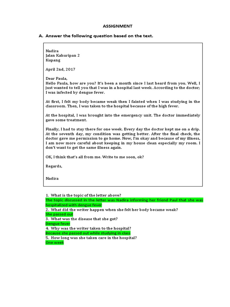 Assignment of Personal Letter | PDF