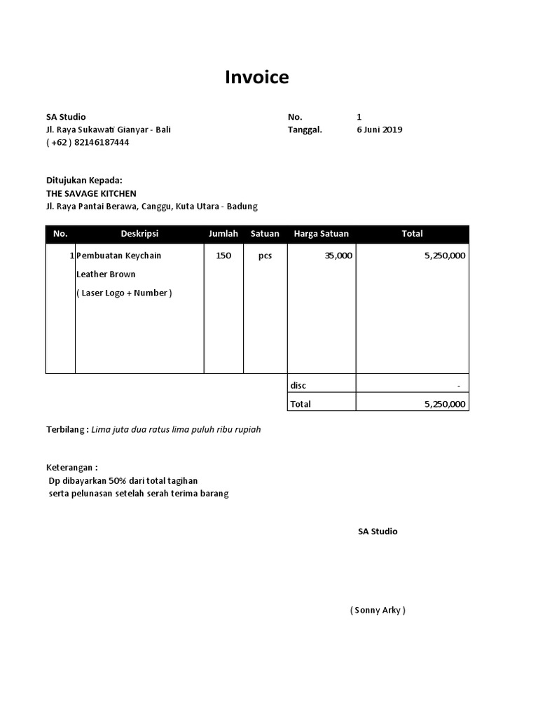 Contoh Invoice Excel | PDF