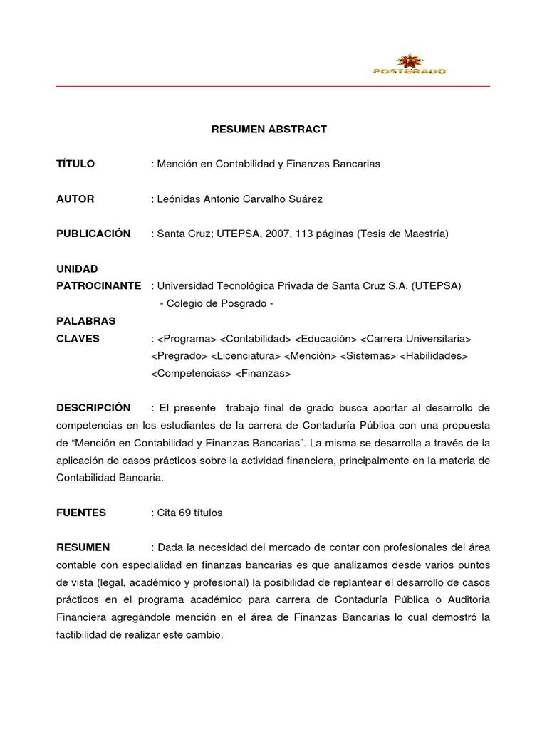 Resumen Abstract-Tesis Maestría Ed-Superior - Carvalho | PDF