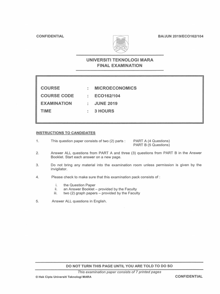 Jun 2019 Eco162 Past Year Question Uitm | PDF
