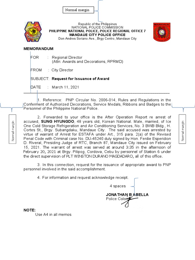 Memorandum: Mandaue City Police Office | PDF