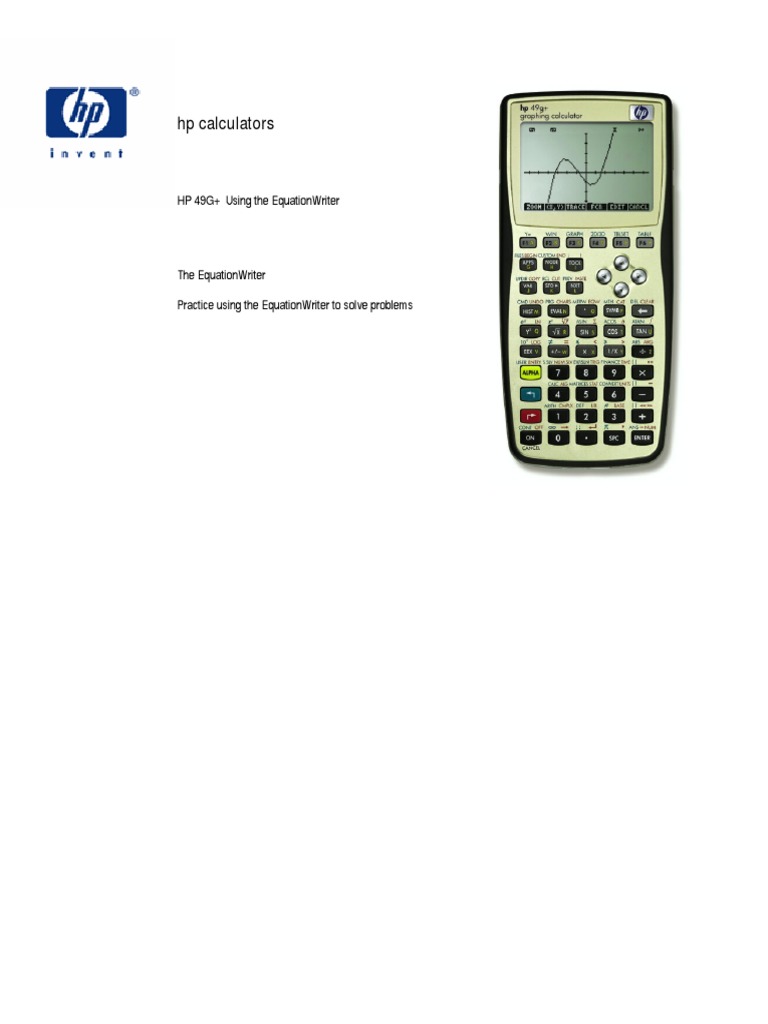 HP Calculators: HP 49G+ Using The Equationwriter | PDF | Electrical ...