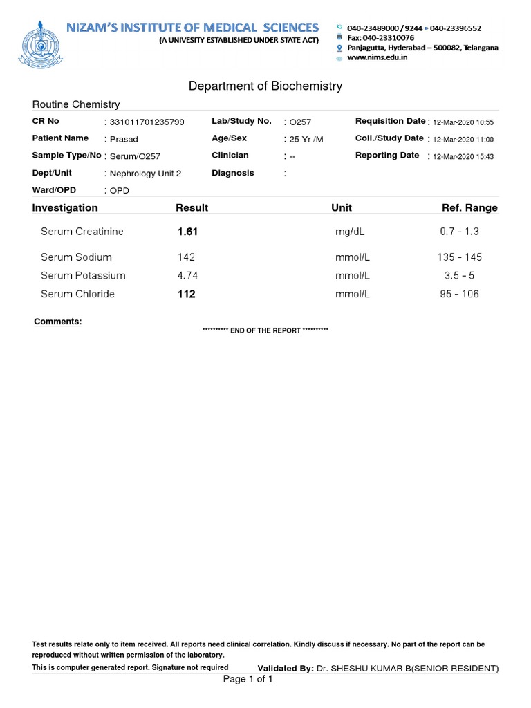 Biochemistry Report: Serum Analysis Results | PDF | Self-Improvement ...