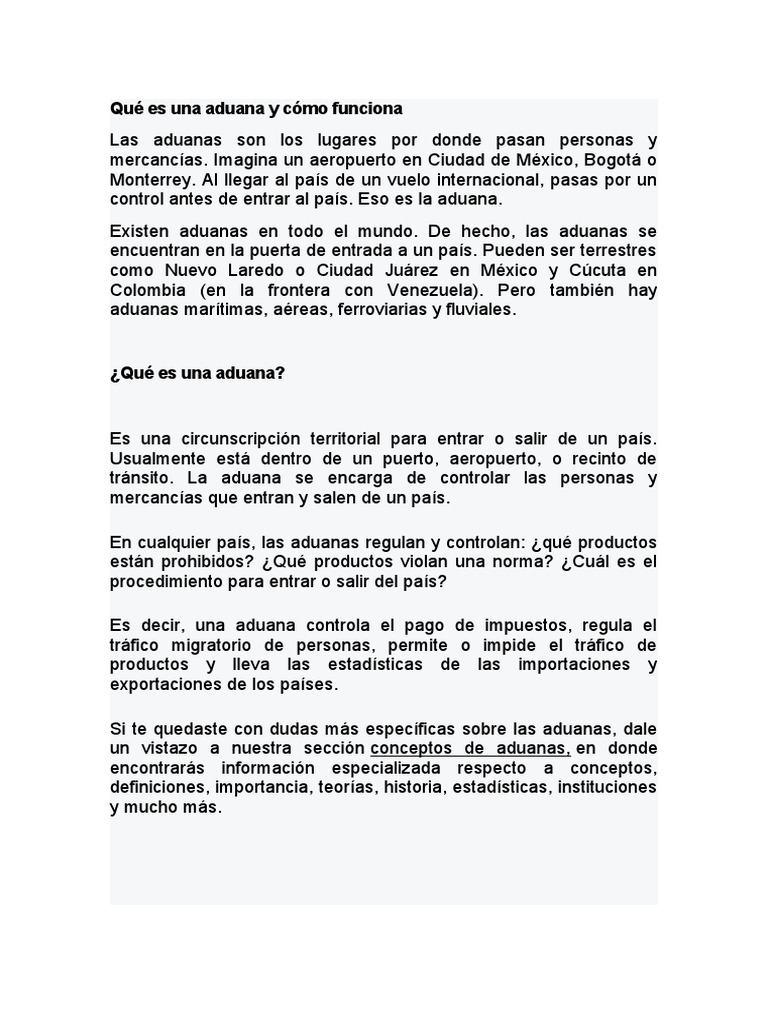 Qué Es Una Aduana y Cómo Funciona | PDF | aduana | Aeropuerto