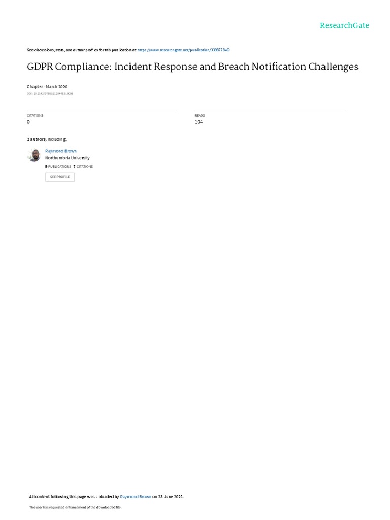 GDPR Incident Response Challenges | PDF | Regulatory Compliance | Focus ...