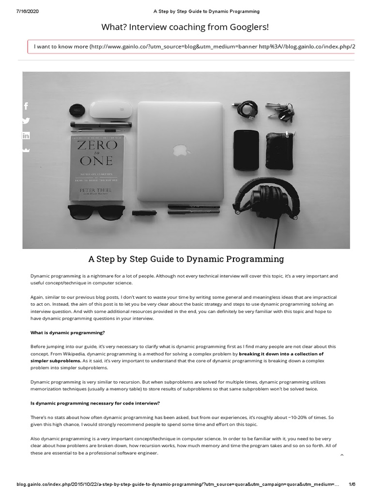A Step by Step Guide To Dynamic Programming | PDF | Dynamic Programming ...