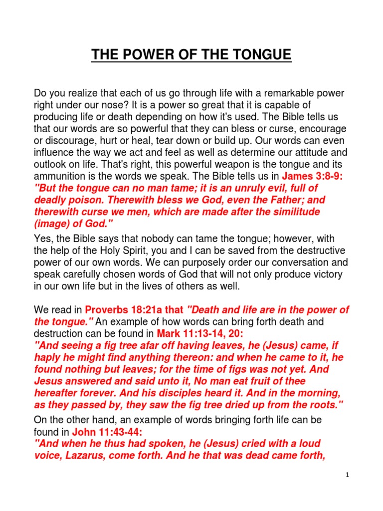 The Power of The Tongue | PDF | Jesus | Religious Behaviour And Experience