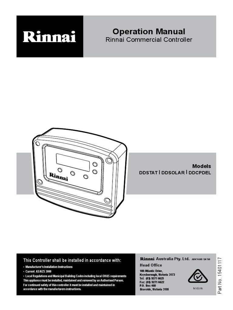 Operation Manual: Rinnai Commercial Controller | PDF | Pump ...