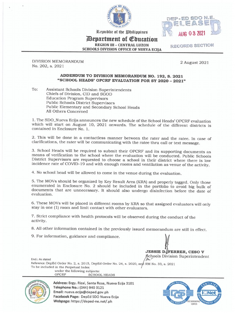 OPCRF Evaluation | PDF