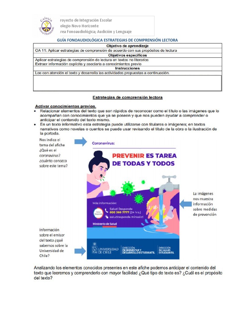 Guía Fonoaudiológica Estrategias de Comprensión Lectora | PDF