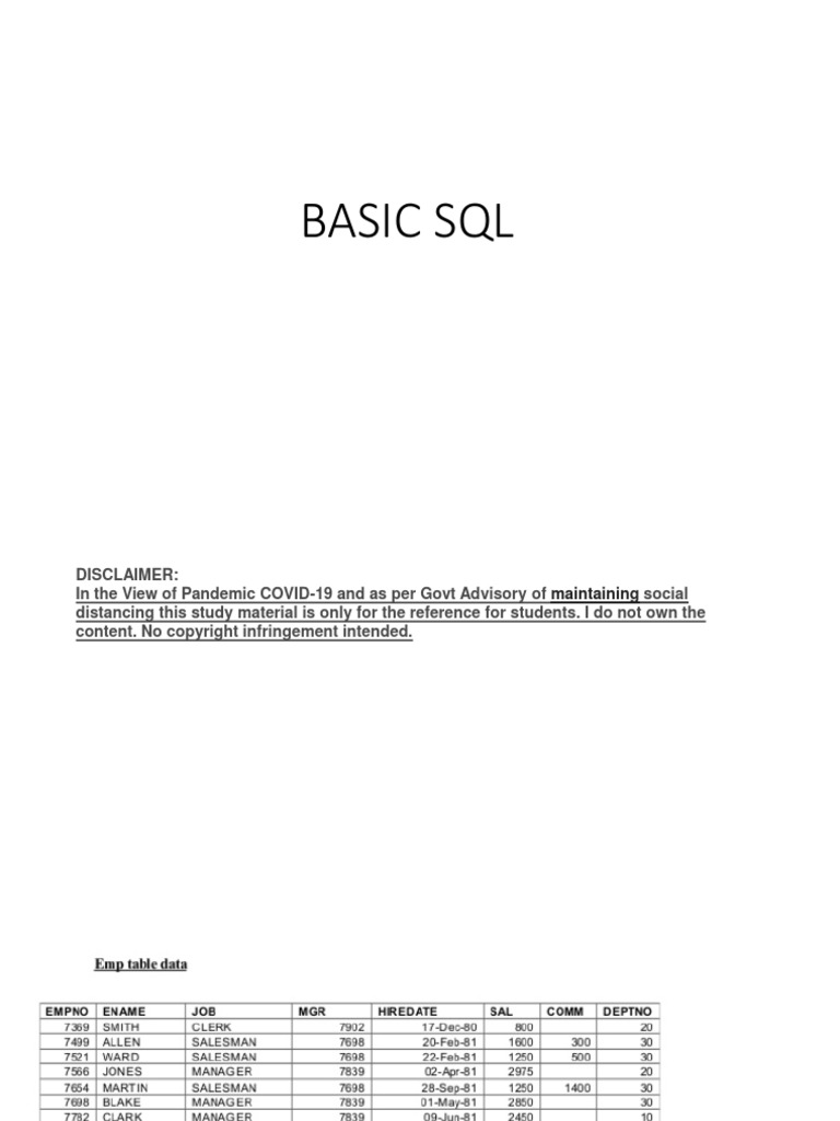 SQL Examples | PDF | Information Technology | Data Model