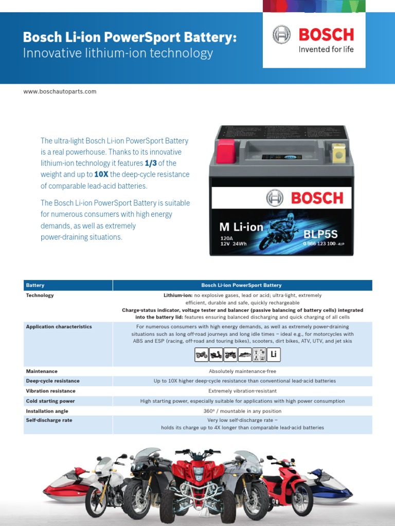 Bosch Li-Ion PowerSport Battery Flyer | PDF | Lithium Ion Battery ...