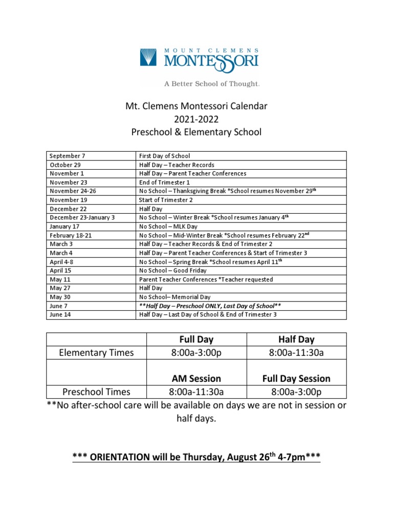 Final - Mcma 2021-2022 Calendar | PDF