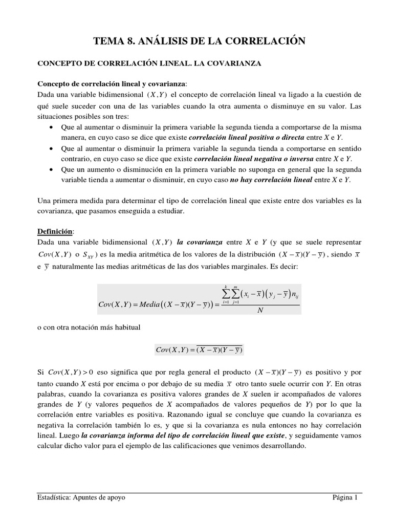 Analisis de La Correlacion | PDF | Covarianza | Correlación y dependencia