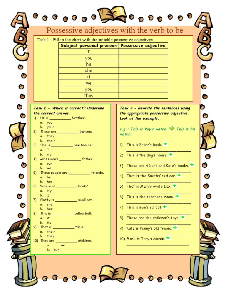 Possessive Adjectives With The Verb To Be 5024 | Download Free PDF ...