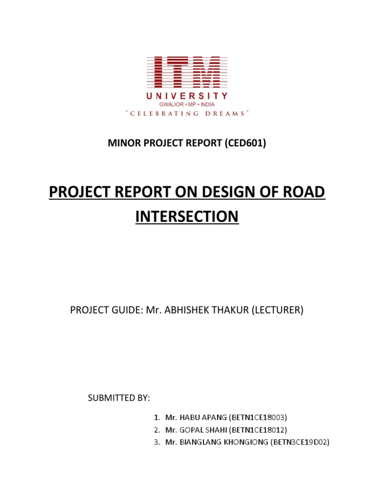 Project Report On Design of Road Intersection | PDF | Traffic ...