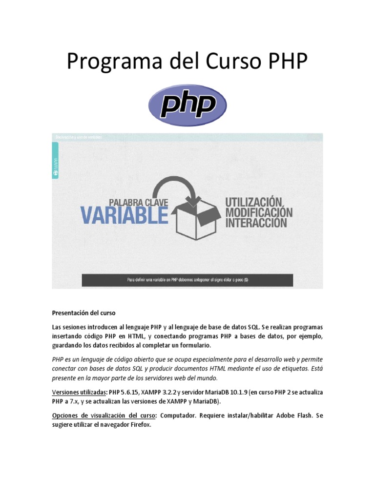 Programa Curso PHP | PDF | Php | Servidor web