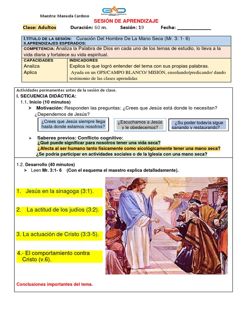 Jesús Sana al Hombre de la Mano Seca | PDF | Jesús | Cristo (título)