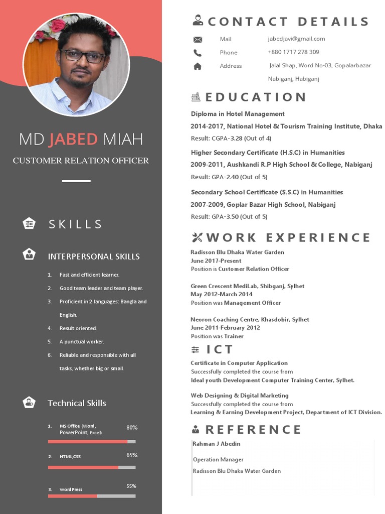 MD Jabed Miah-Resume | PDF | Communication | Computing
