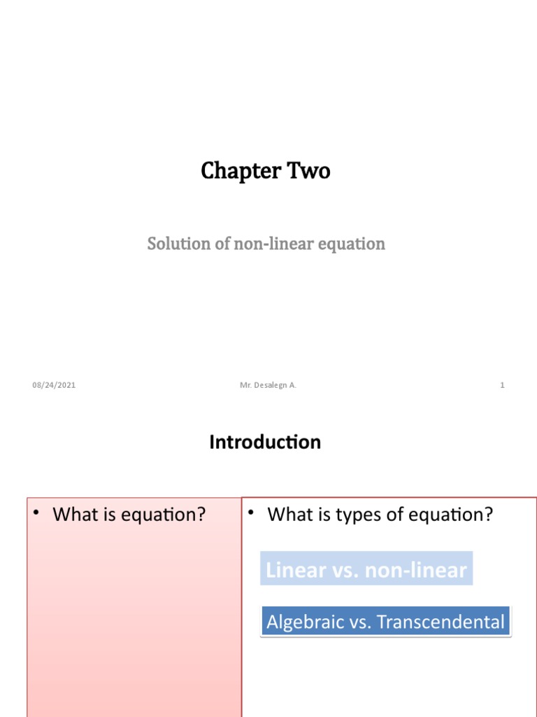 Chapter Two: Solution of Non-Linear Equation | PDF | Equations ...