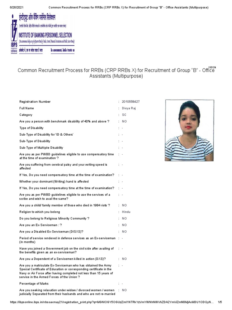 Common Recruitment Process For RRBs (CRP RRBs X) For Recruitment of ...