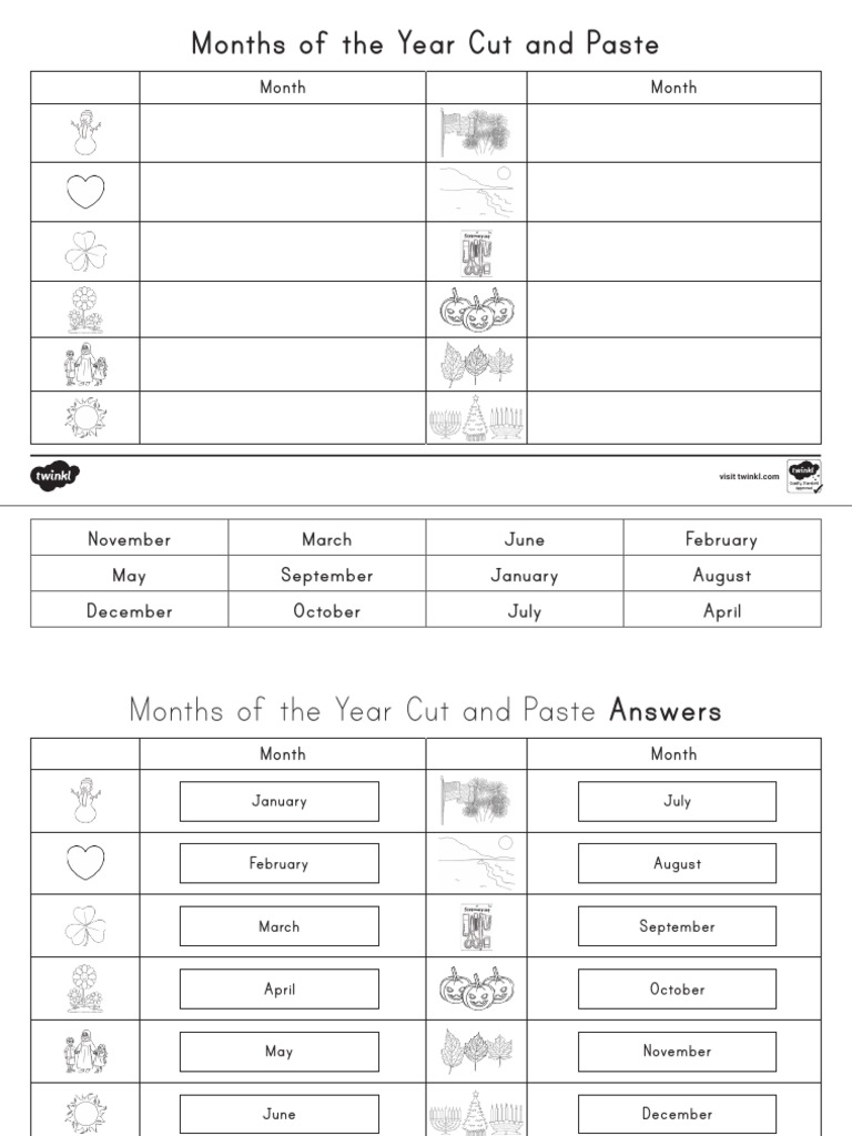 Months of The Year Word and Picture Matching Activity | PDF | General ...