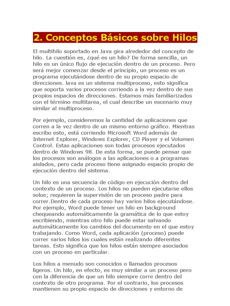 Concurrencia en Java | PDF | Hilo (Computación) | Proceso (Computación)