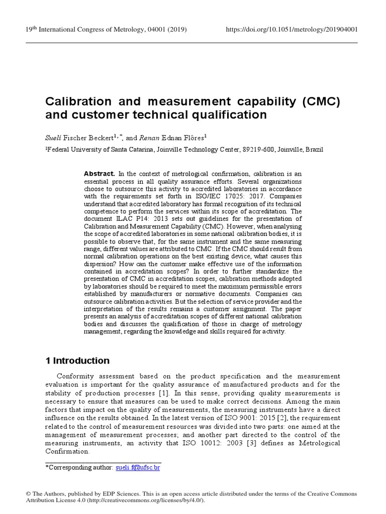 Calibration and Measurement Capability CMC and Cus | Download Free PDF ...