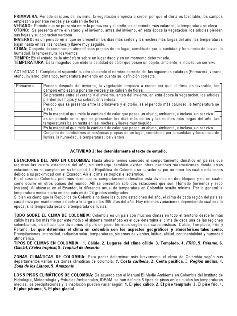 Sopa de Letras Crucigrama Las 4 Estaciones | PDF | Clima | Clima templado