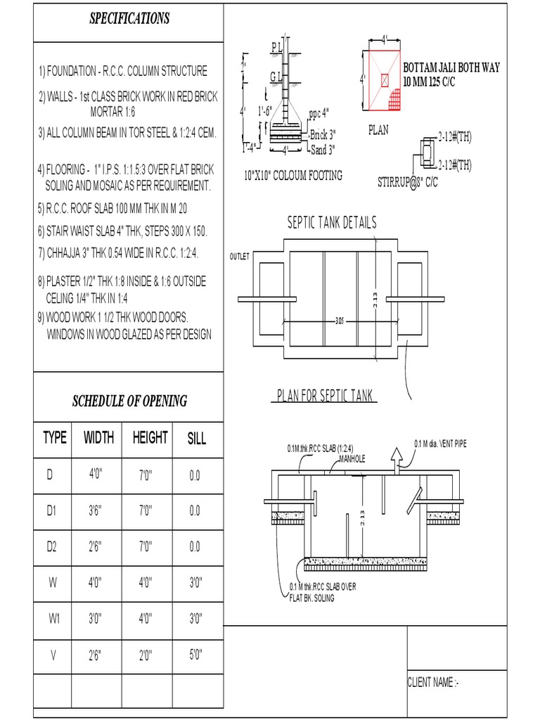 Type Width Height Sill: 4' G.L P.L 2' | PDF | Structural Engineering ...