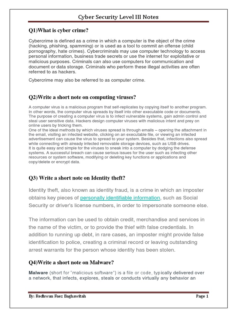 Cyber Security Level III Question Bank | PDF | Denial Of Service Attack ...