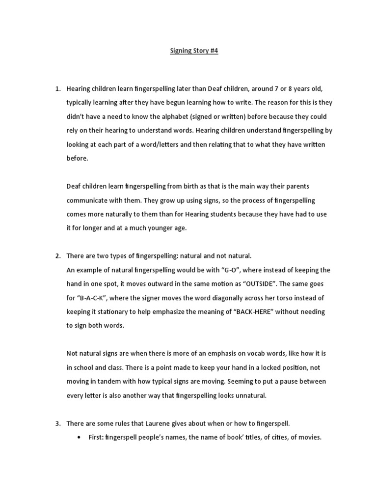 Signing Story 4 | PDF | Linguistics | Human Communication