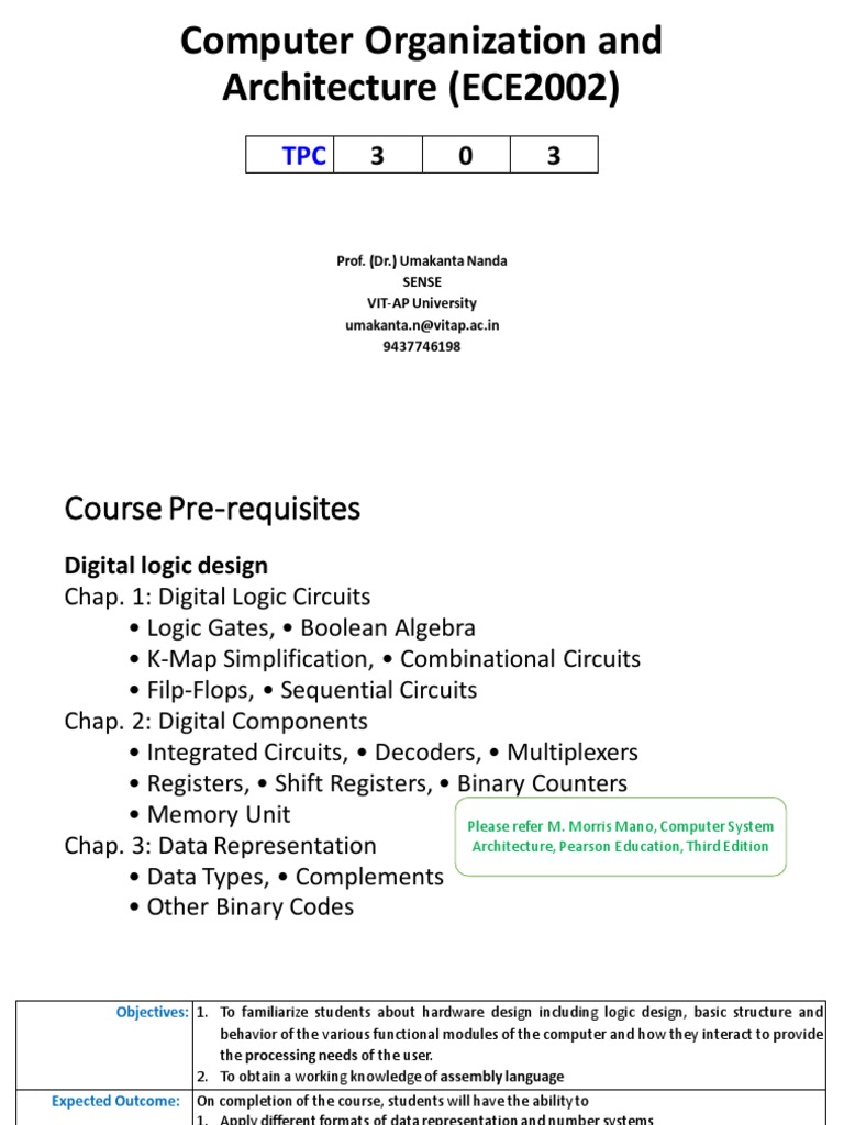 Computer Organization and Architecture (ECE2002) | PDF | Central Processing Unit | Input/Output