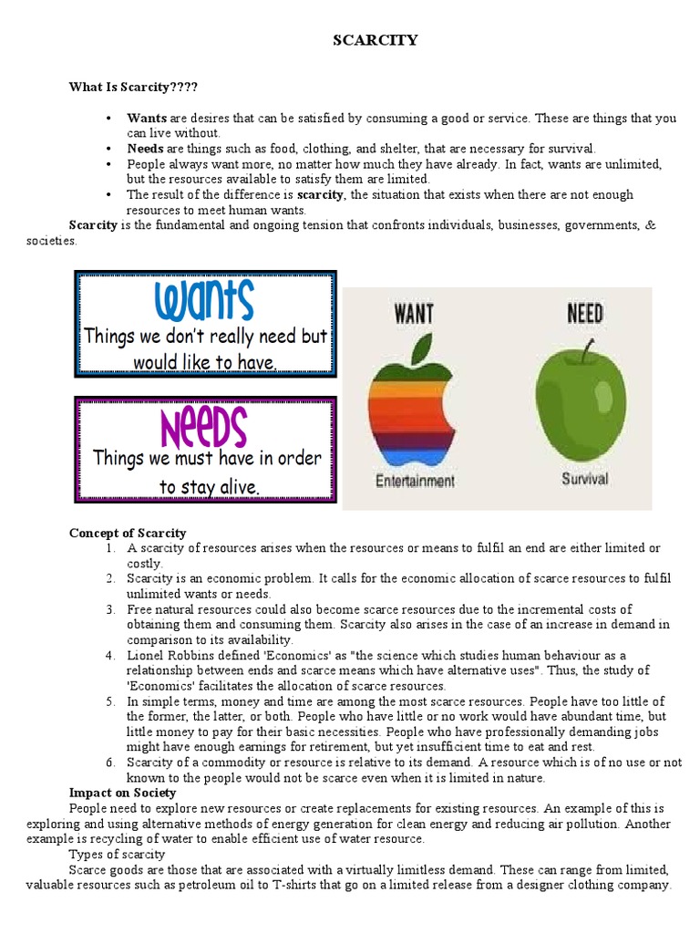 Scarcity Examples In Economics