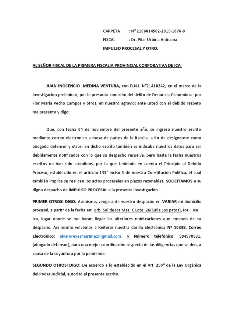 Escrito Impulso Procesal | PDF