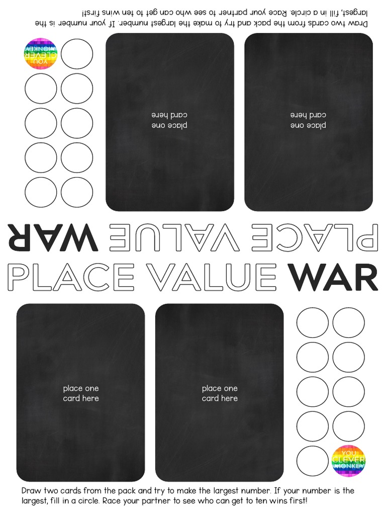 Place Value WAR Mats 2019 | PDF | Home & Garden