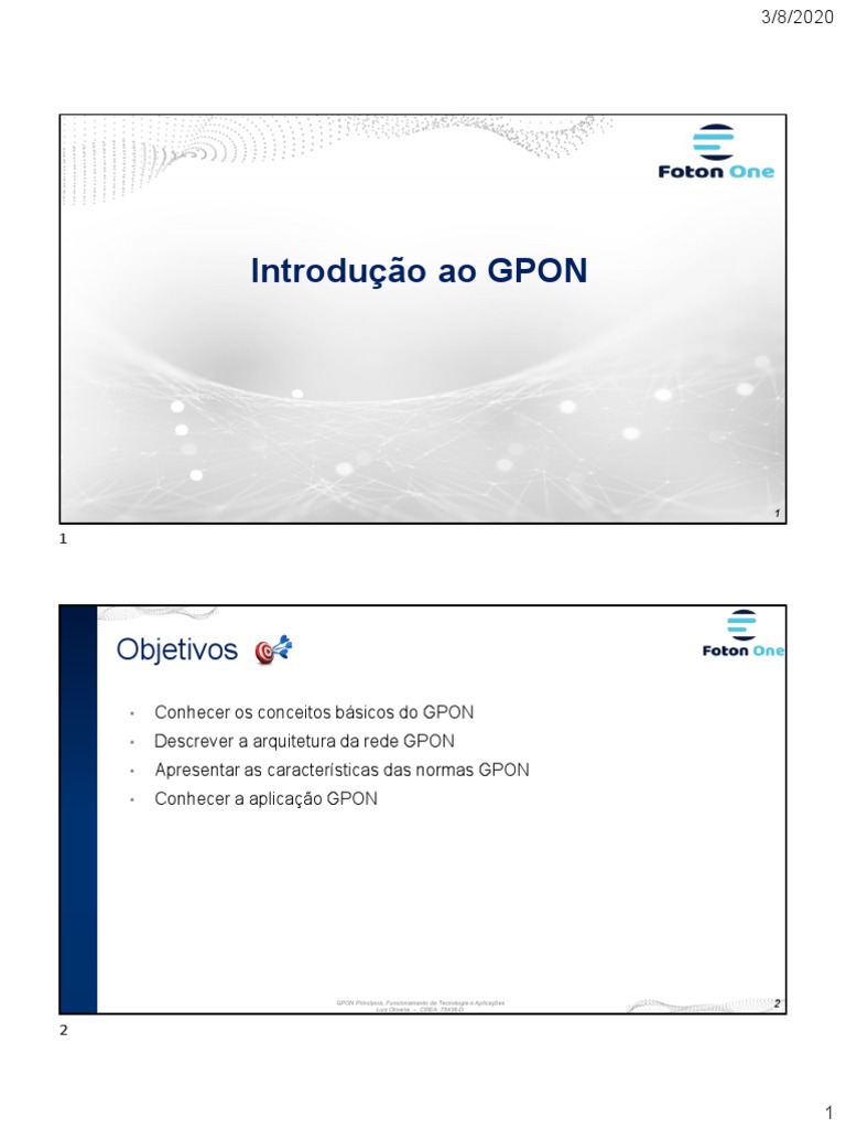 1-GPON Fundamentos v4.1 | PDF | Rede de computadores | Comutador de rede