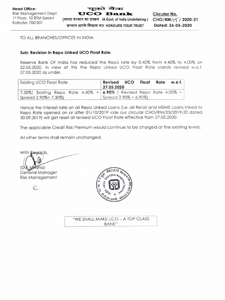 UCO Float Rate | PDF | Loans | Mortgage Loan