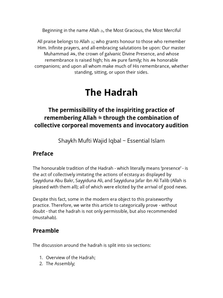 622 The Permissibility of The Hadrah | PDF | Hadith | Muhammad