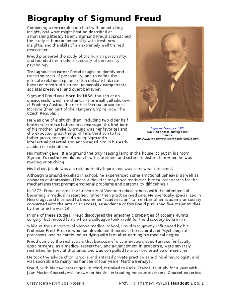 Biography of Sigmund Freud | PDF | Sigmund Freud | Psychiatry